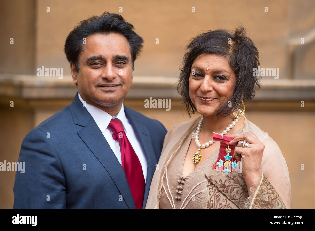 Meera Syal, with her husband Sanjeev Bhaskar after she was presented ...