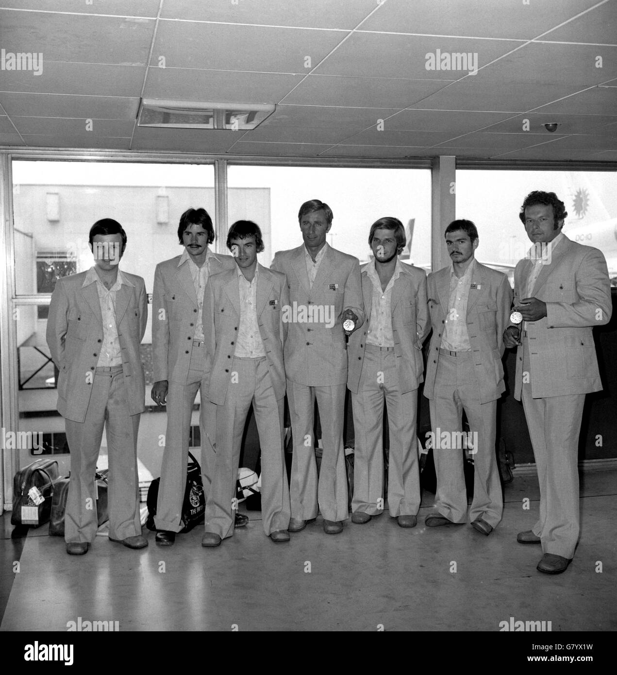 British medal winners at the Montreal Olympics at Heathrow Airport in ...