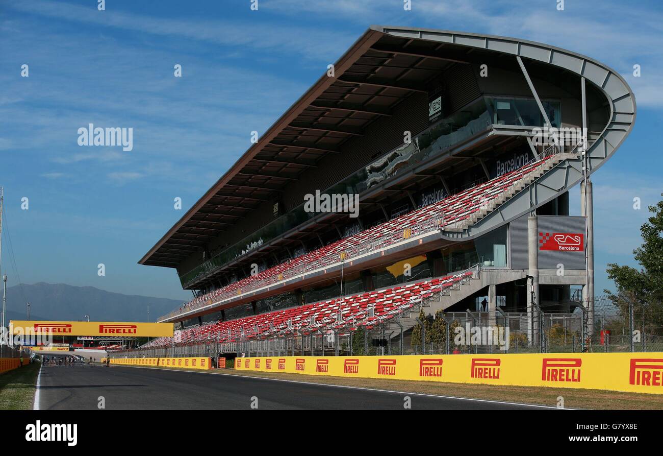 Main grandstand at the circuit de barcelona catalunya in barcelona hi ...