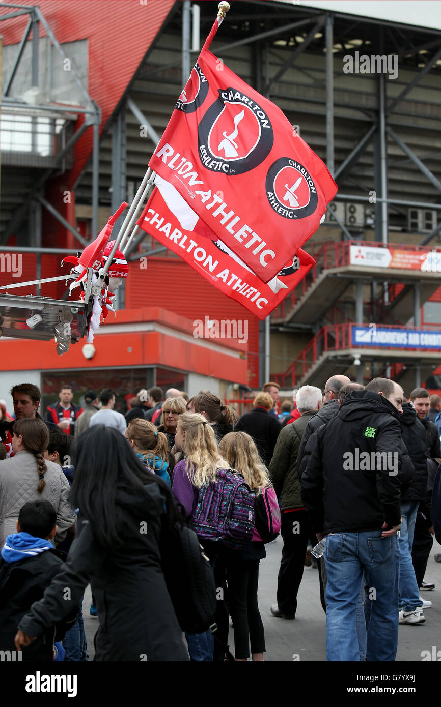 Charlton Athletic flags and other merchandise on sale outside The ...