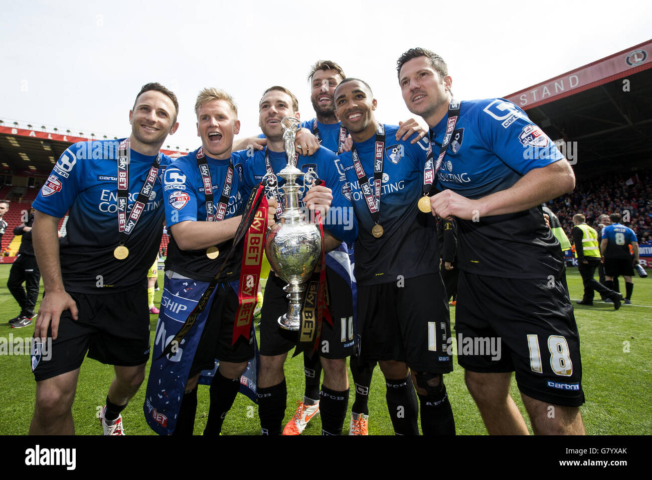 (left to right) AFC Bournemouth's Marc Pugh, Matt Ritchie, Brett Pitman ...