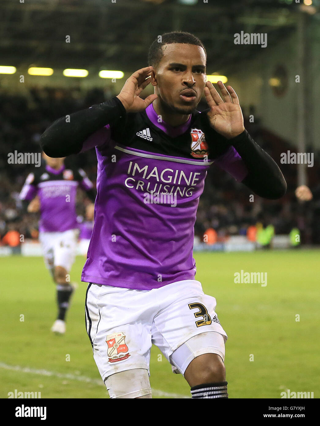 Swindon Town's Nathan Byrne celebrates scoring his sides second goal of ...