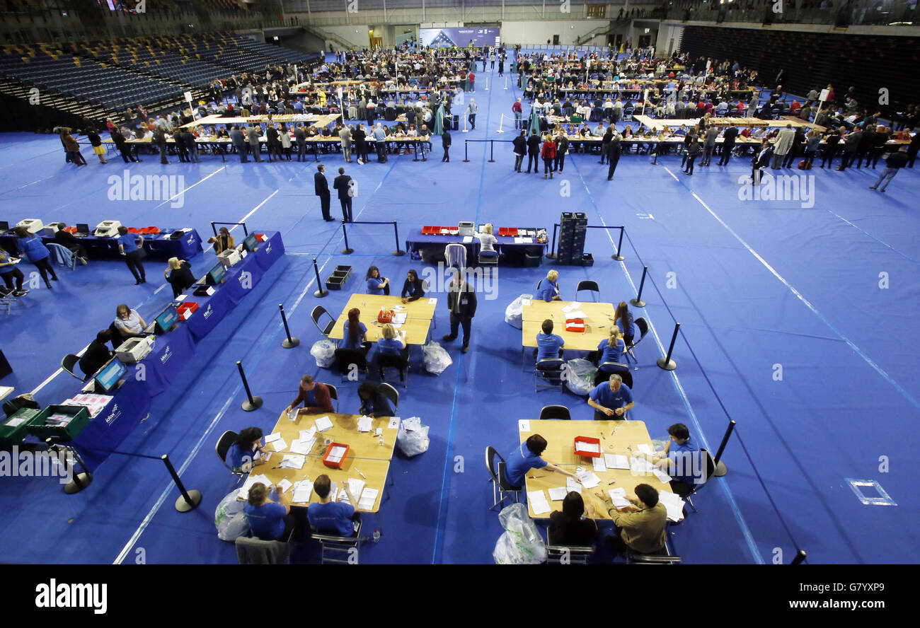 Ballots are counted at the General Election count for Glasgow ...