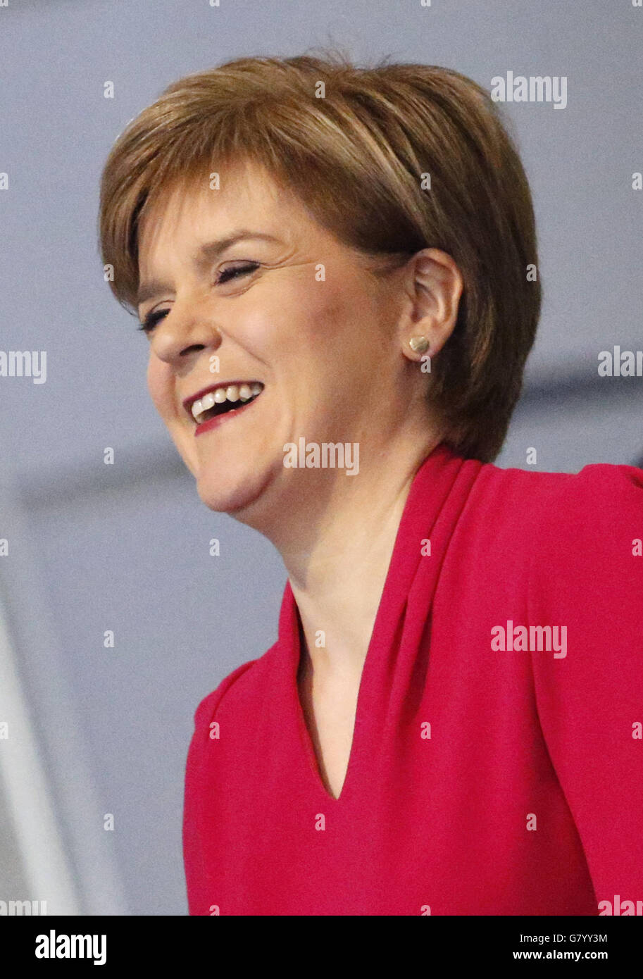 SNP leader Nicola Sturgeon as she arrives at the General Election count ...