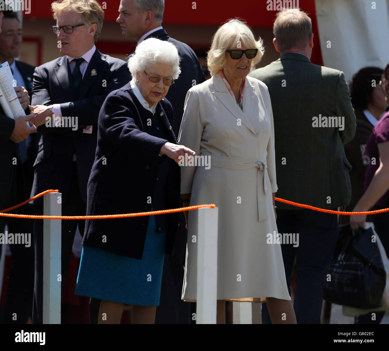 Queen Elizabeth II is joined by the Duchess of Cornwall to watch one of ...