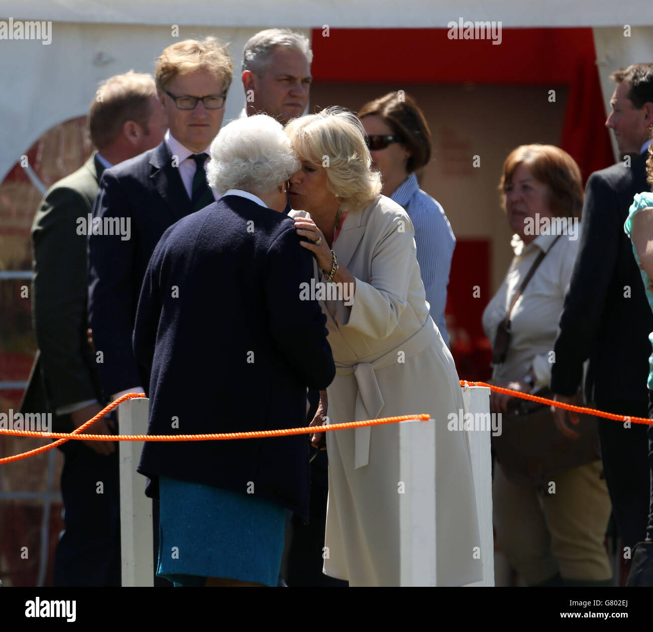 Queen Elizabeth II is joined by the Duchess of Cornwall to watch one of ...