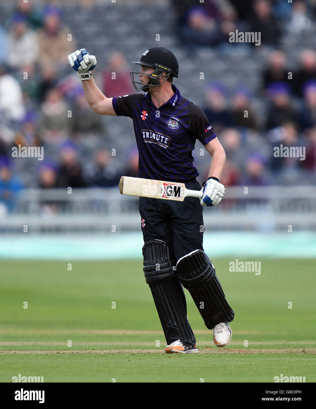 Gloucestershire's Ian Cockbain celebrates hitting the winning runs ...