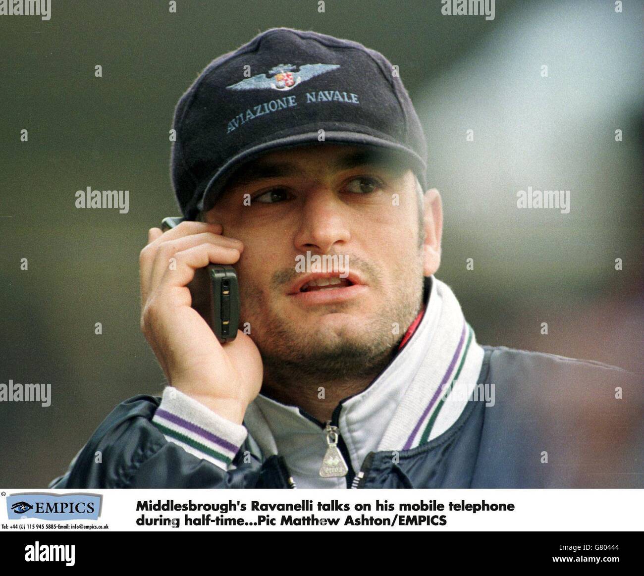 Middlesbroughs ravanelli talks on mobile telephone half time hi-res ...