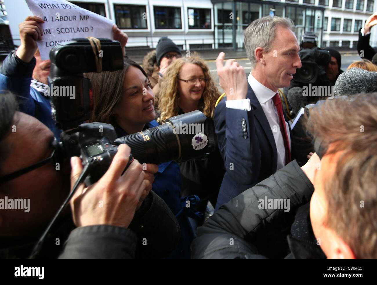 Scottish Labour leader Jim Murphy arrives at Labour headquarters in ...
