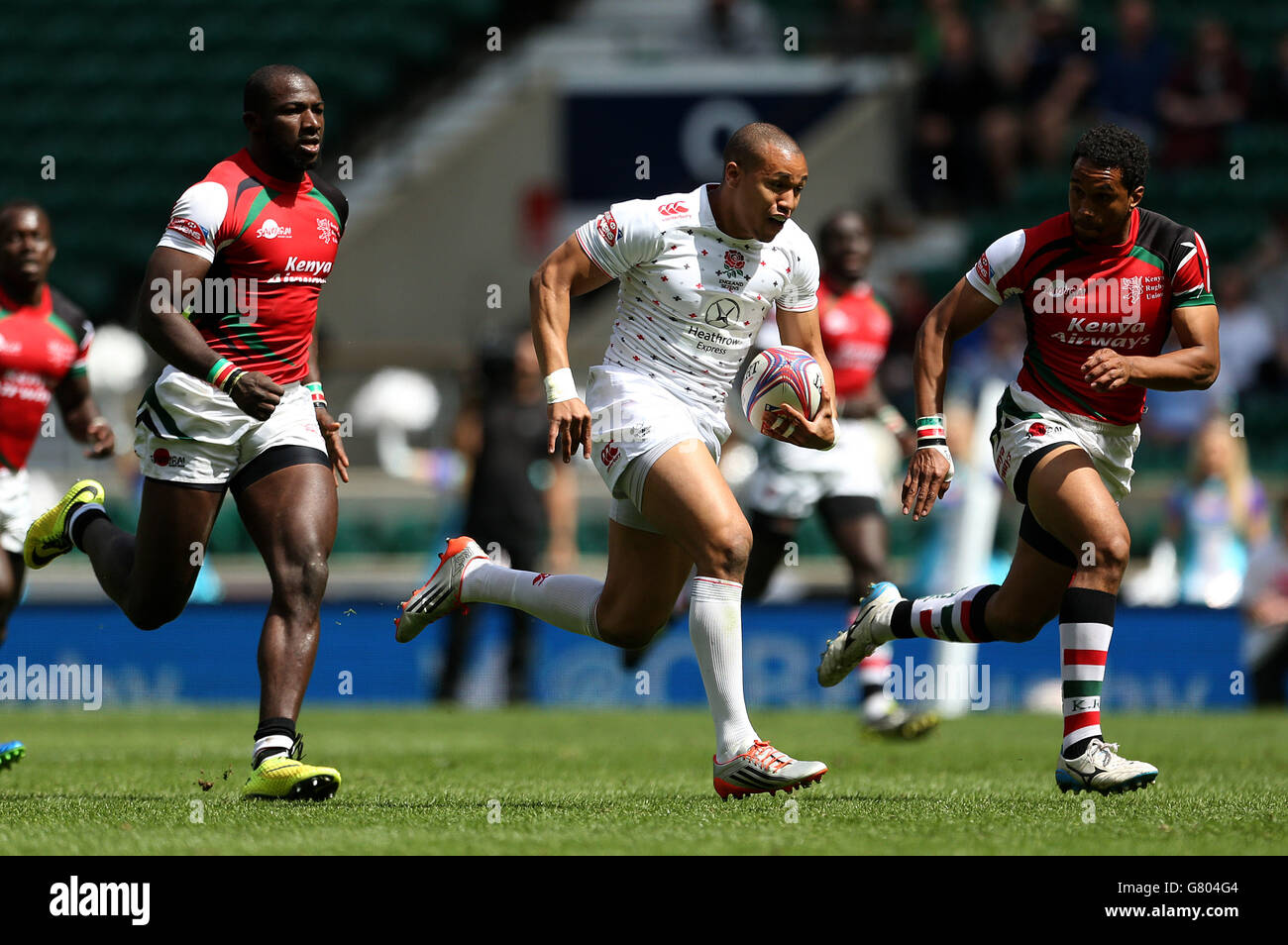 England's Marcus Watson in action against Kenya in the Pool C match ...