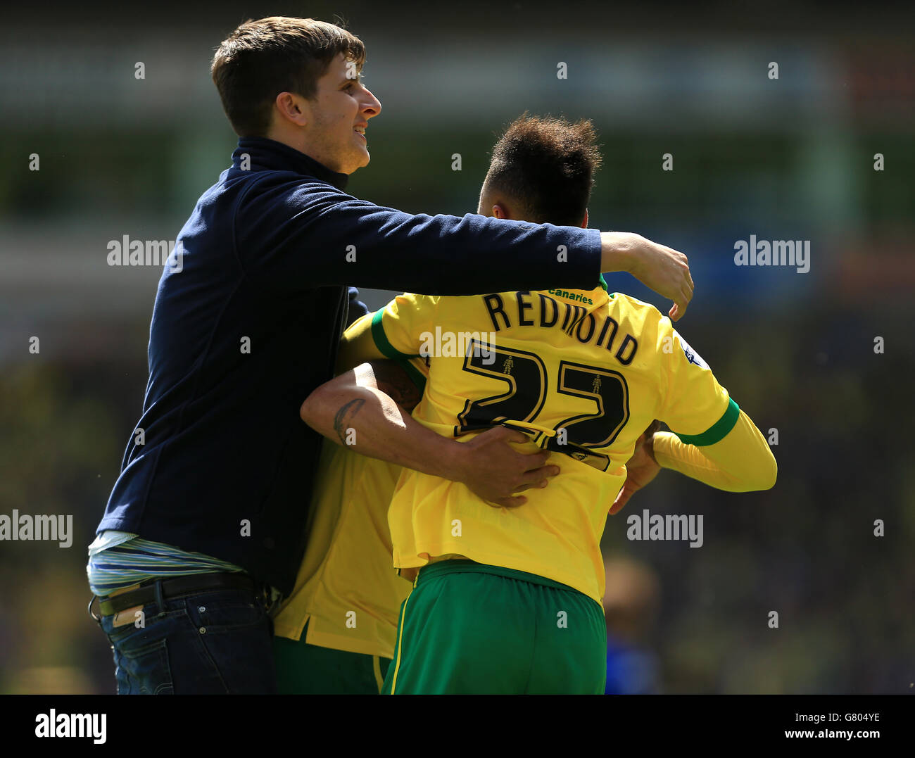 Norwich City's Nathan Redmond is mobbed by fans after the Sky Bet ...