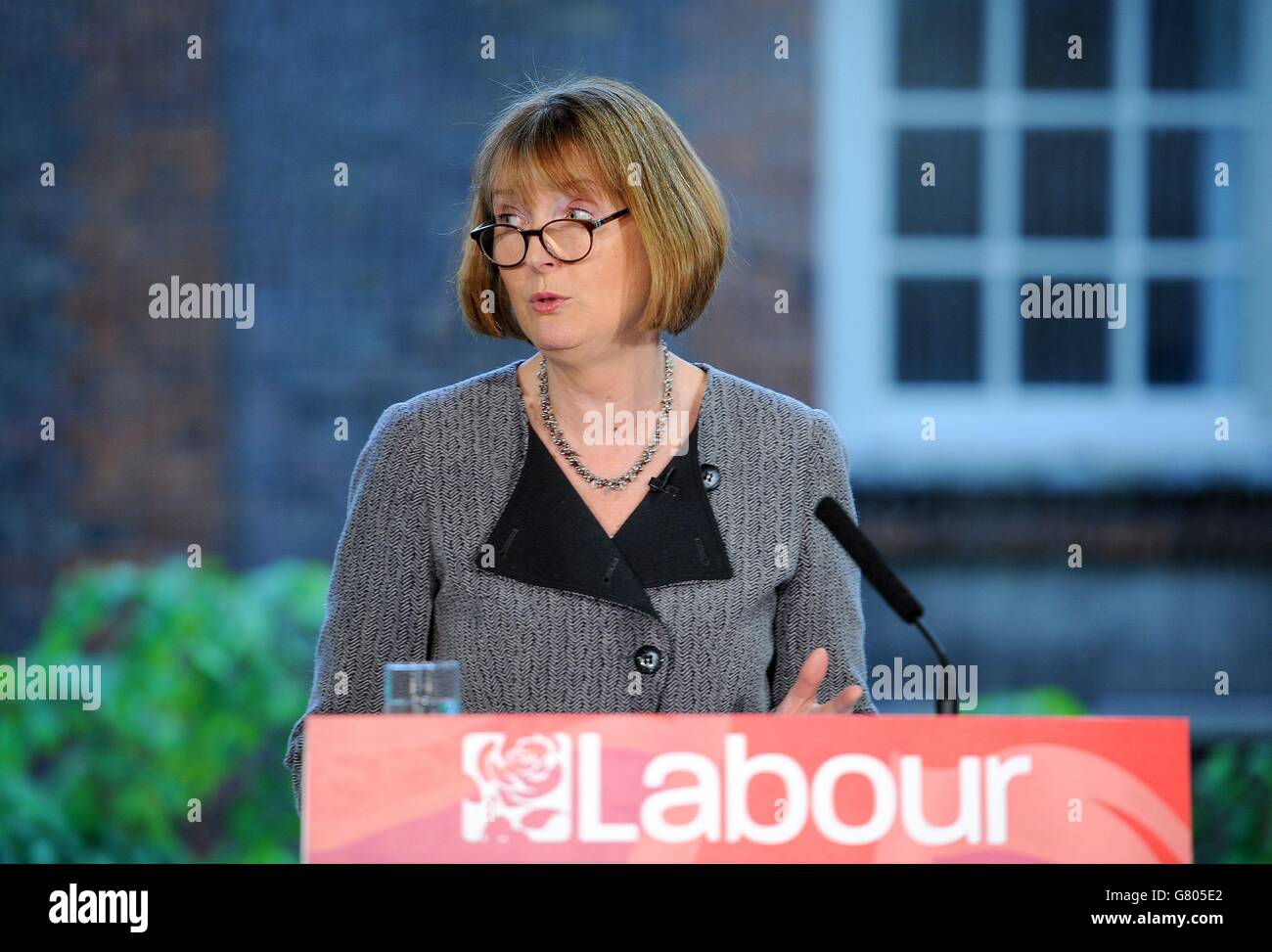 Deputy Labour leader Harriet Harman at Labour HQ in London, speaking ...