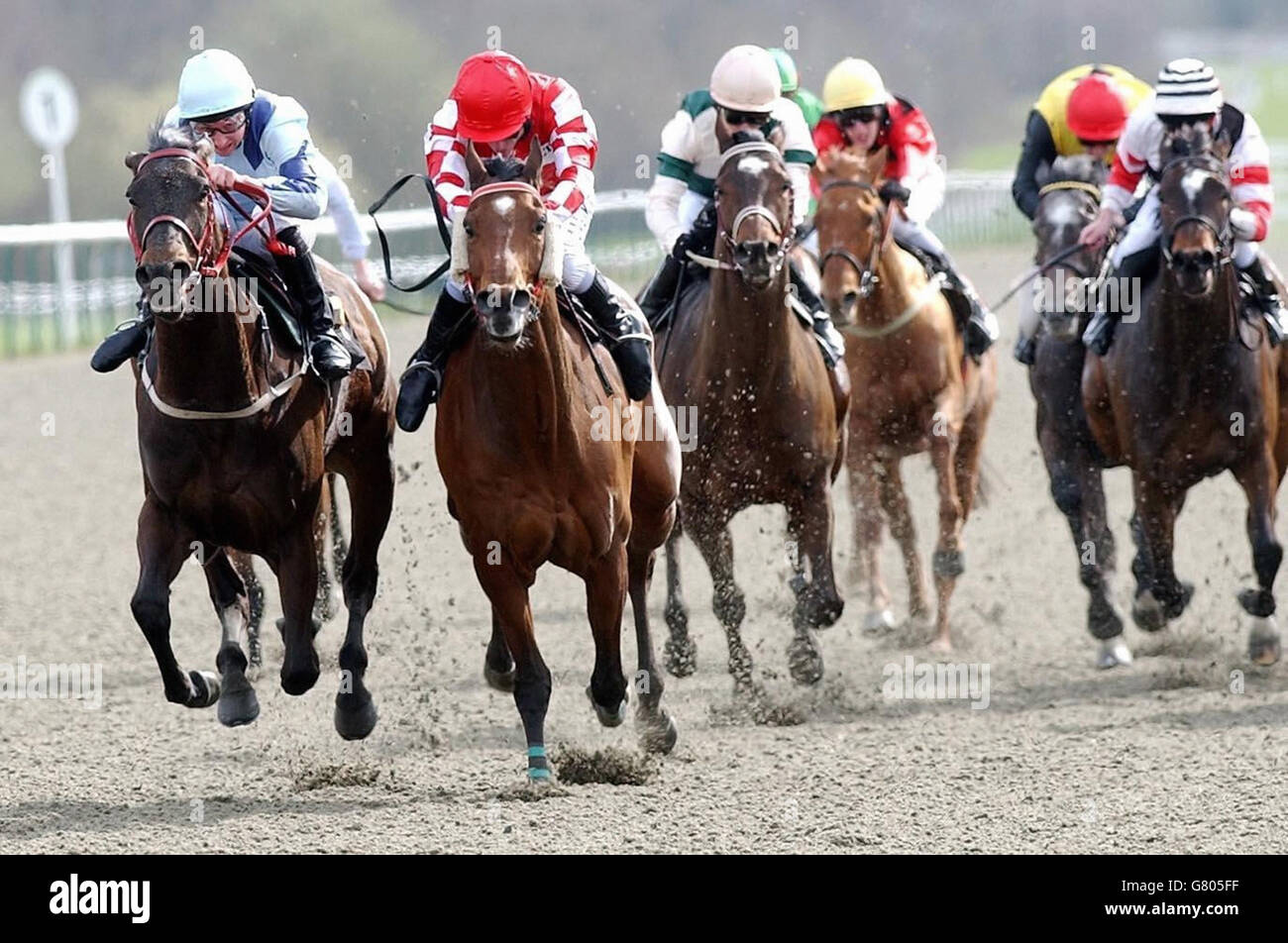 Temper Tantrum and jockey Richard Quinn (second left) wins the ITV ...