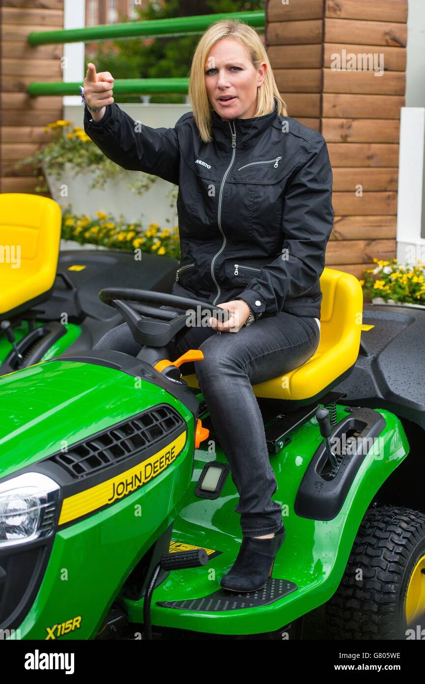 Zara Phillips at a photocall on the John Deere stand at the 2015 RHS ...