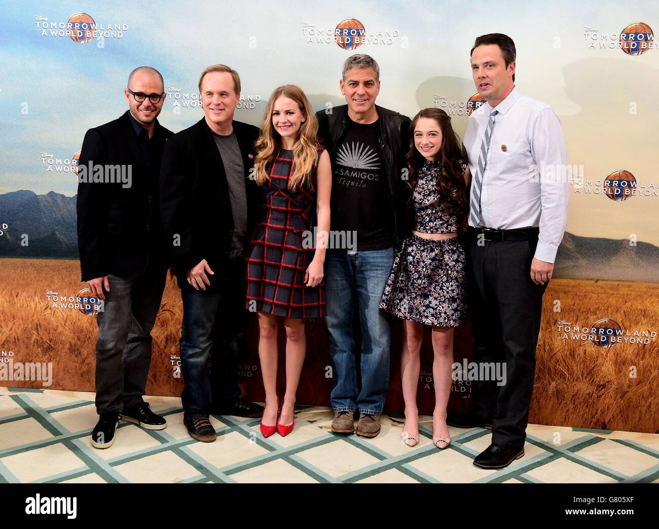 (Left-right) Jeff Jensen, Brad Bird, Britt Robertson, George Clooney ...
