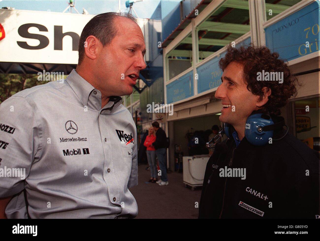 Formula One. Monaco Grand Prix-. Ron Dennis with Alain Prost Stock ...