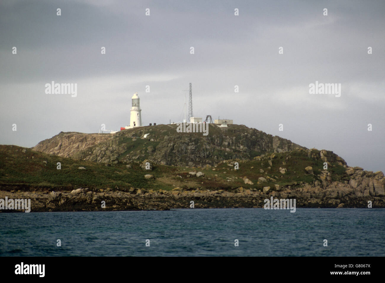 Round Island - Isles of Scilly. The lighthouse on Round Island in the ...