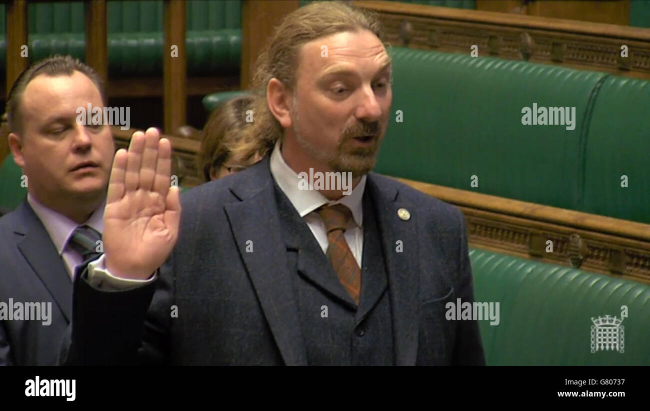 Chris Law of the SNP being sworn in as the MP for Dundee West in the ...