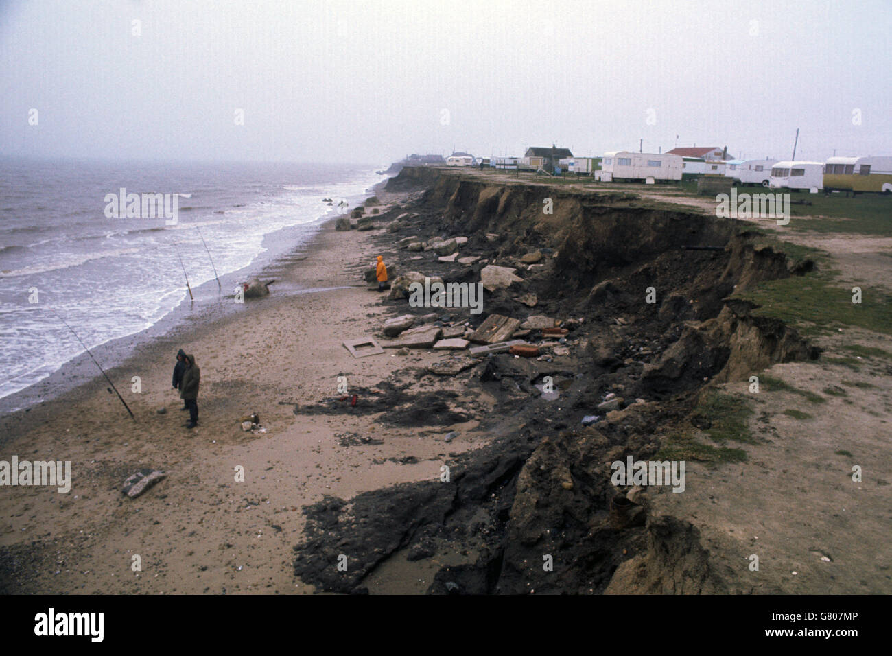 Crumbling cliffs at Skipsea on the East Coast, where rapid erosion is ...