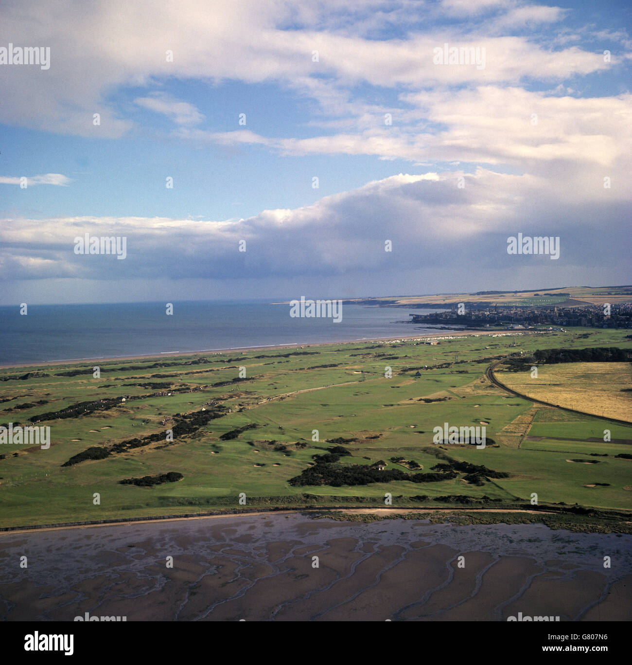 An aerial view of st andrews and the golf course hi-res stock ...