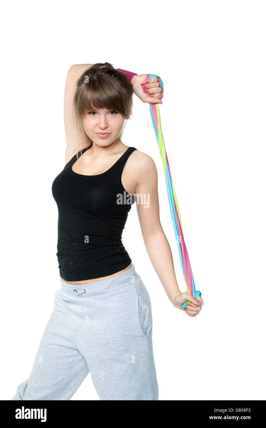 girl builds muscle Stock Photo - Alamy