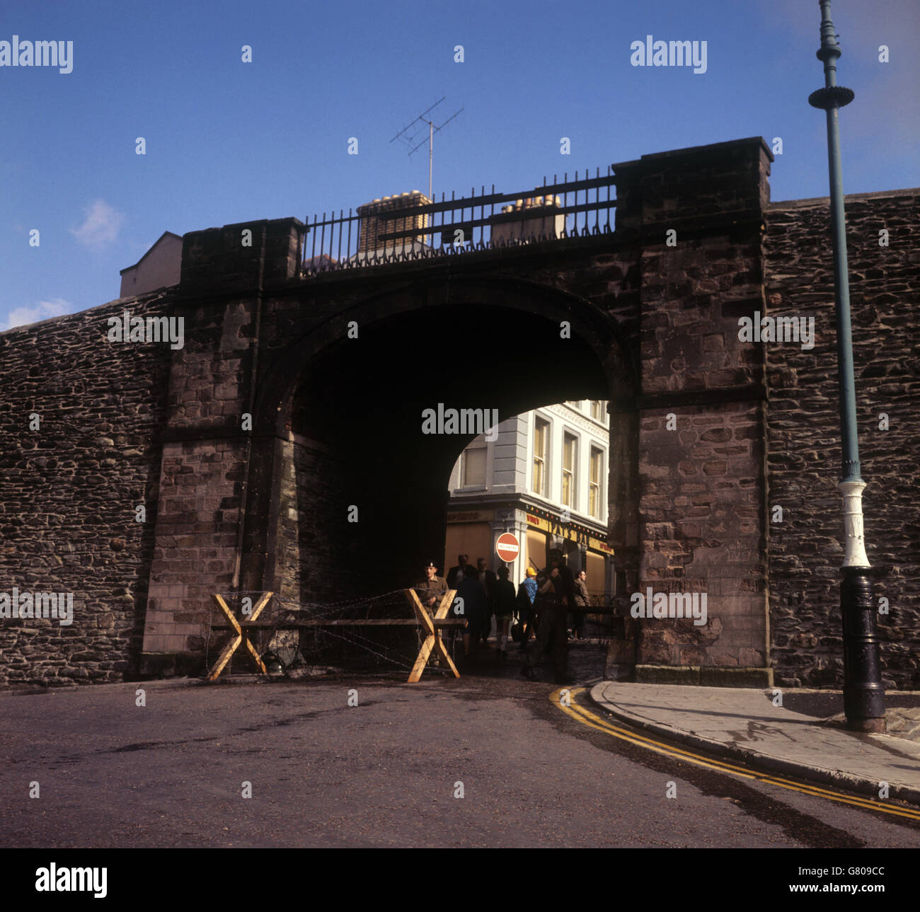Looking from Londonderry's Bogside area through one of the barricades ...
