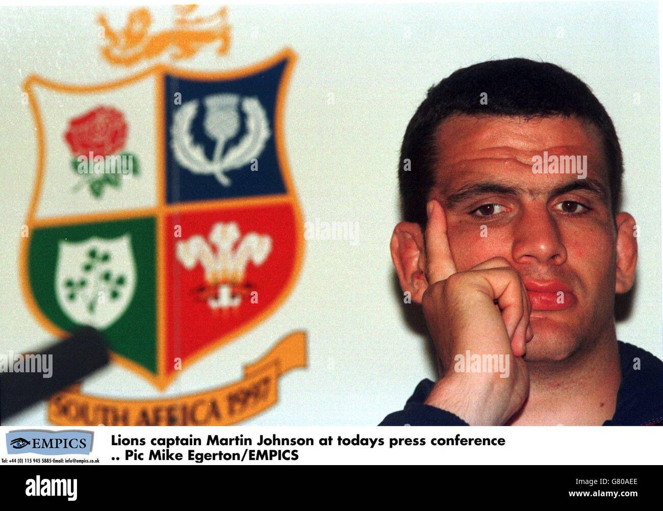 Lions captain Martin Johnson at todays press conference Stock Photo - Alamy