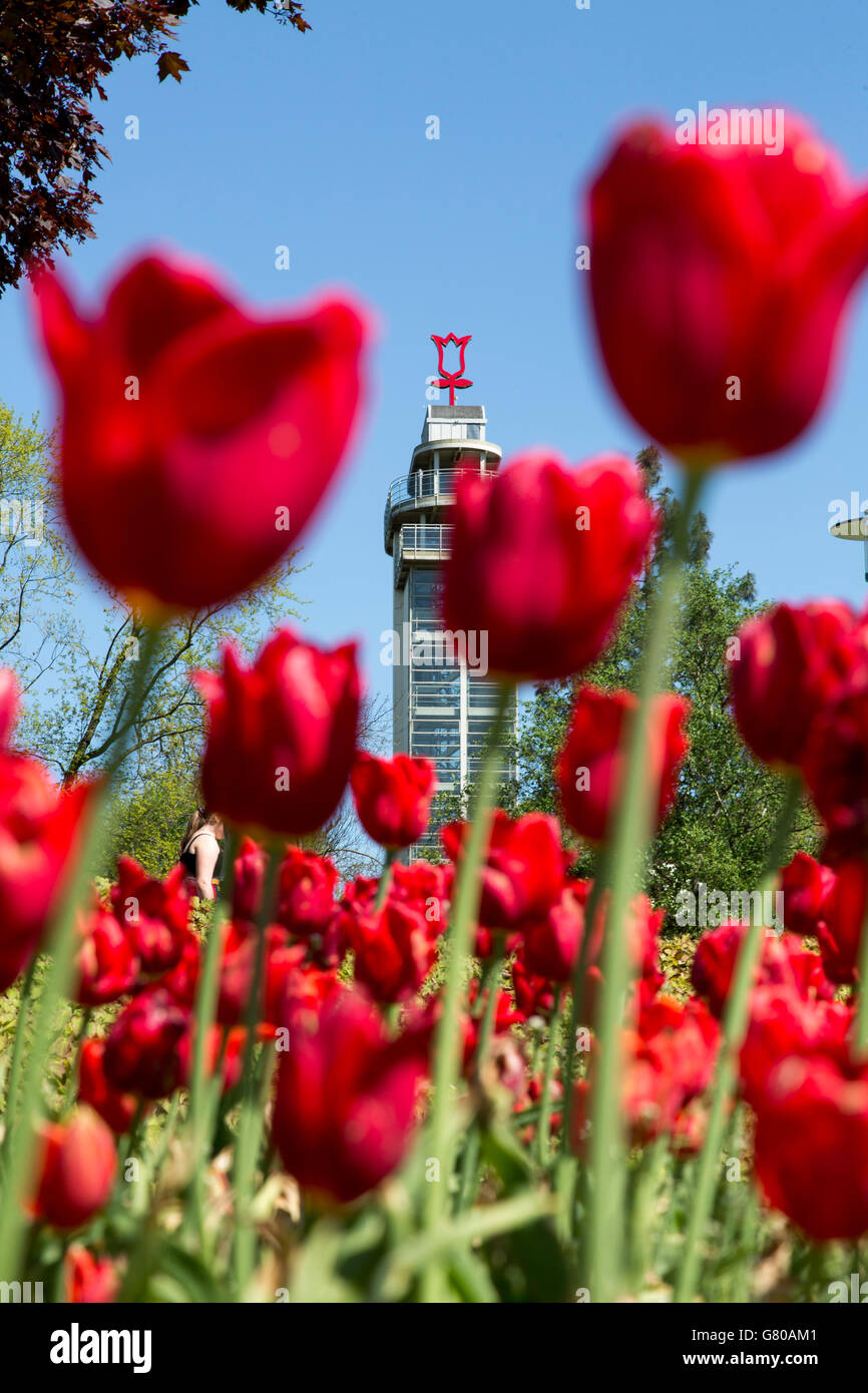The Grugapark in Essen, Germany, a municipal park in the city center ...