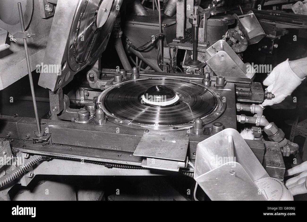 1970s, historical, close-up of the production tool for manufacturing LP ...