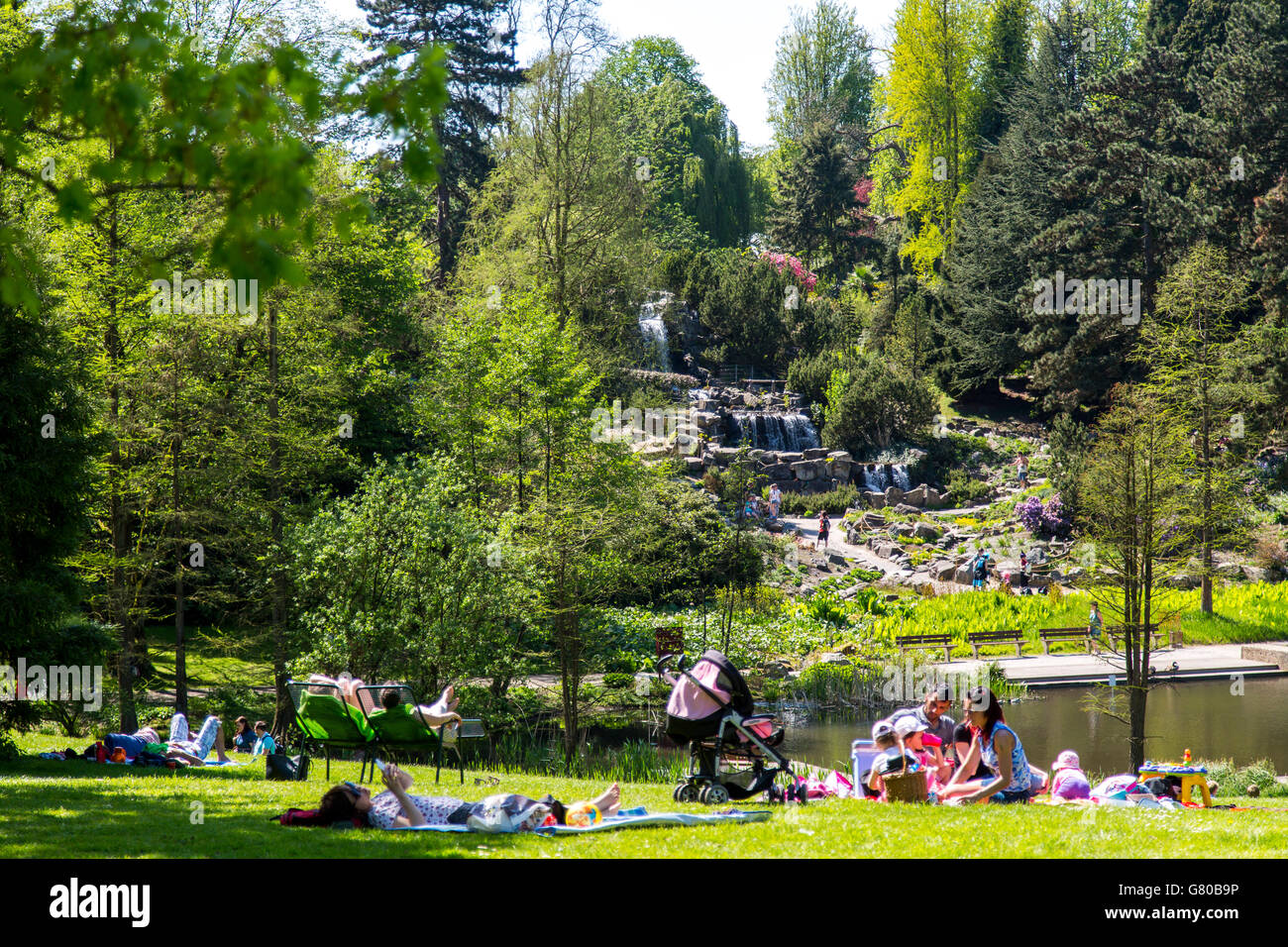 The Grugapark in Essen, Germany, a municipal park in the city center ...