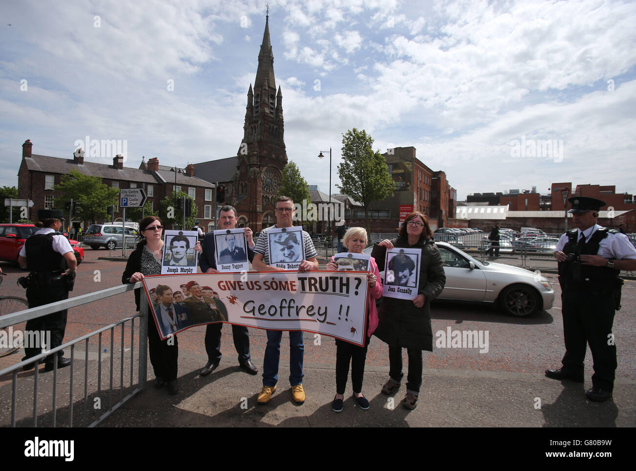 Patrick Docherty (centre), whose father Eddie Docherty was one of ten ...