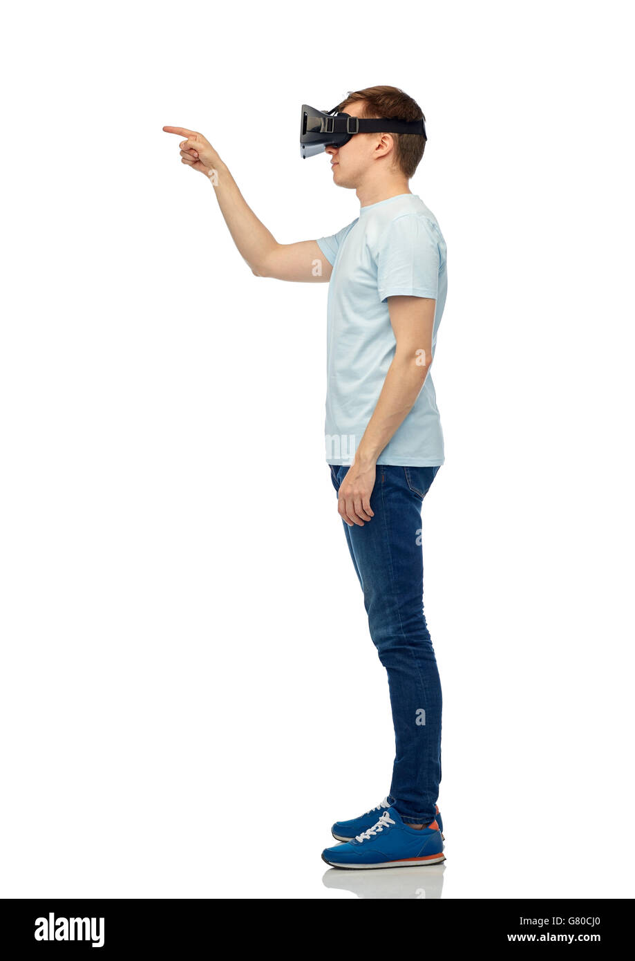 Man touching virtual 3d Cut Out Stock Images & Pictures - Alamy