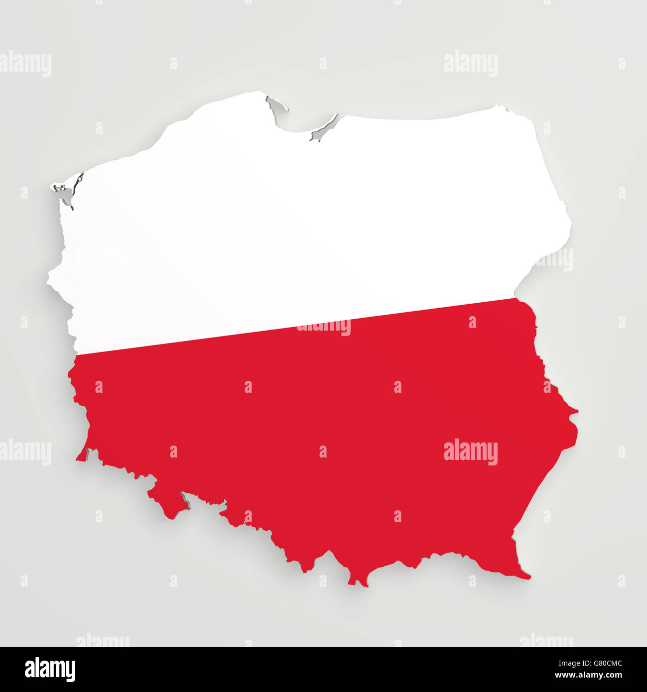3d rendering of Poland map and flag on white background Stock Photo - Alamy
