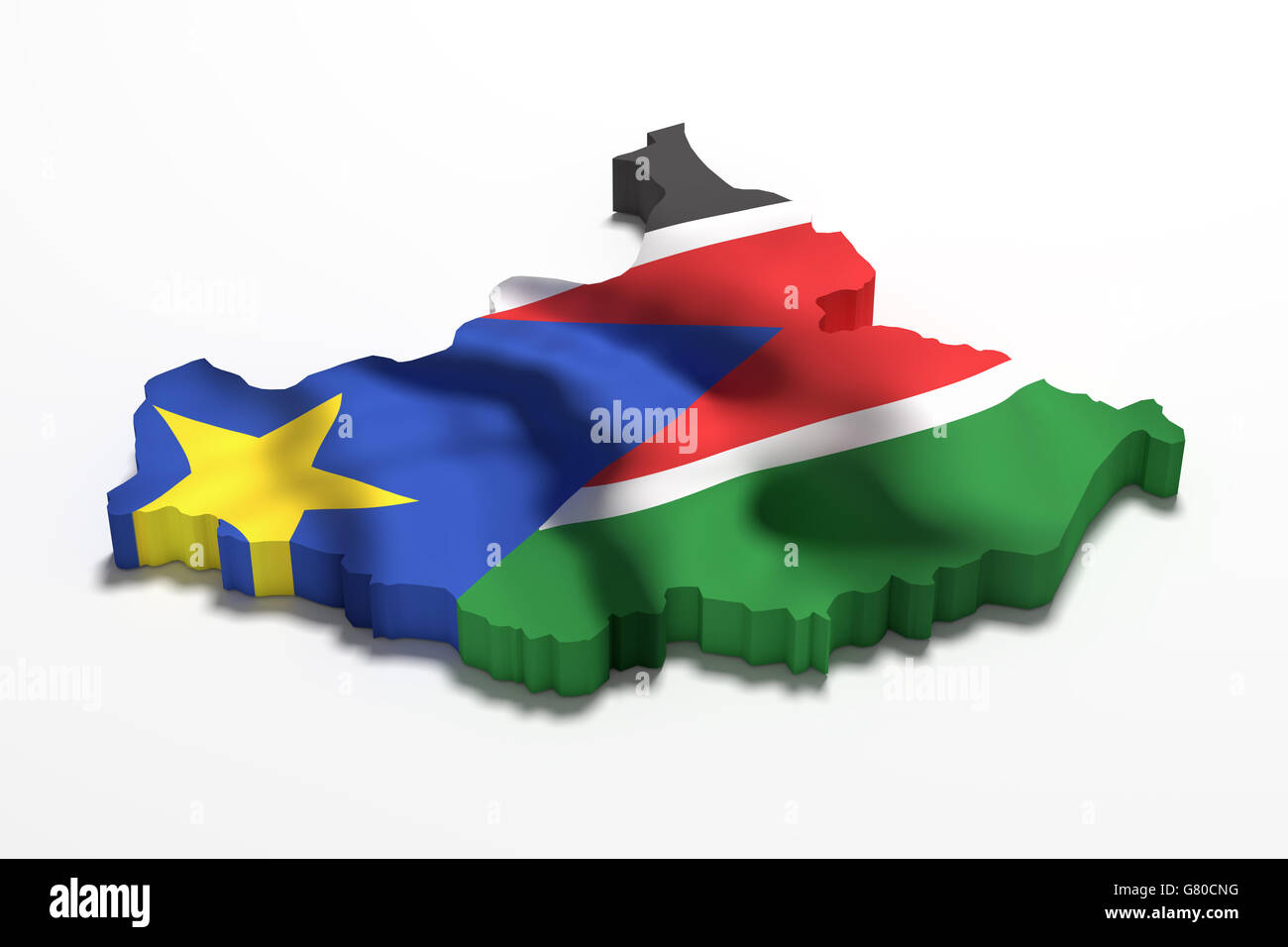 3d rendering of South Sudan map and flag Stock Photo - Alamy