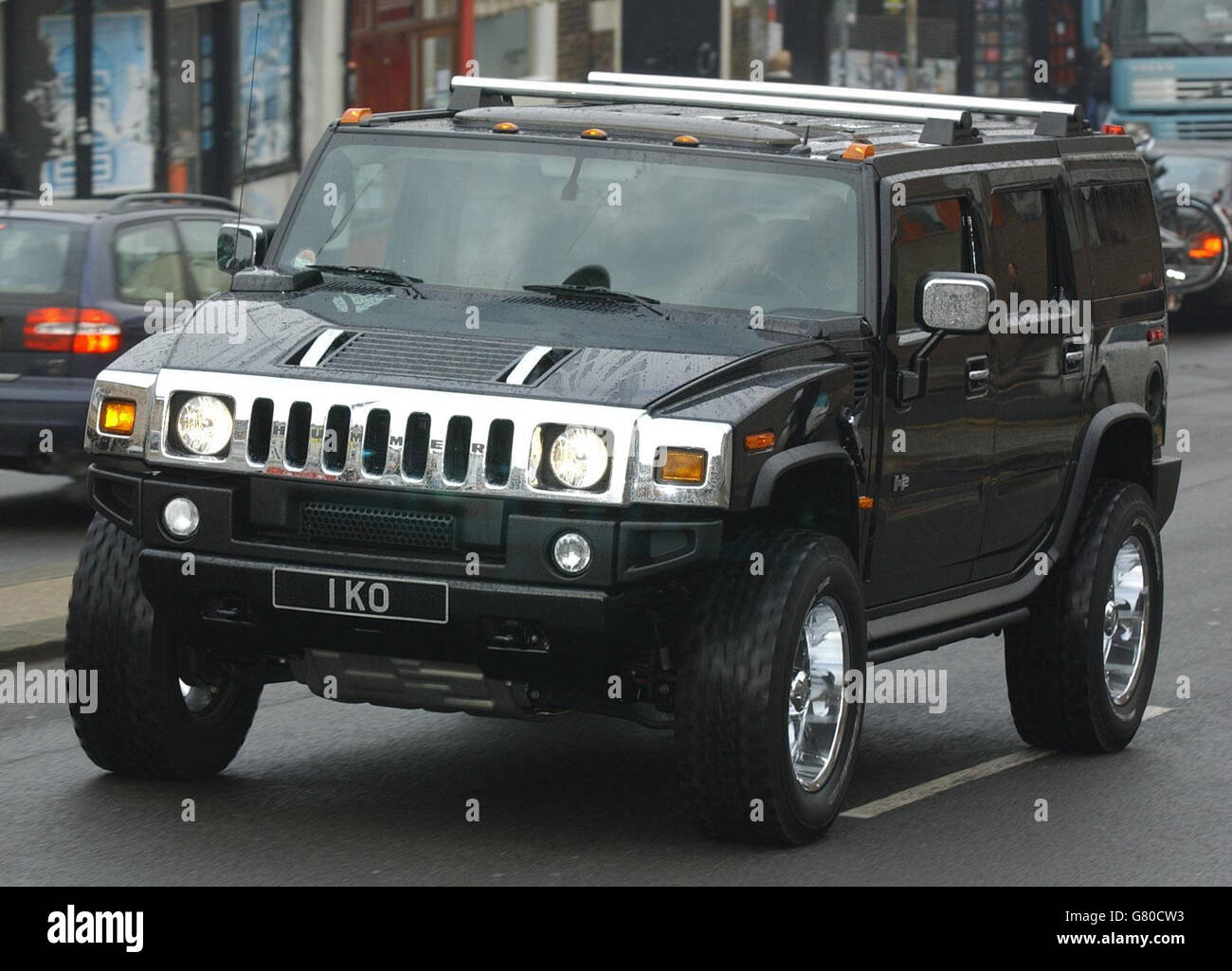 Former boxer Chris Eubank arrives in a 4-wheel drive Hummer vehicle ...