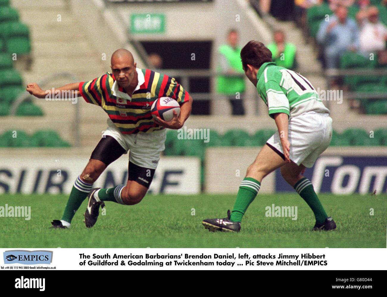 The South American Barbarians' Brendon Daniel, left, attacks Jimmy ...