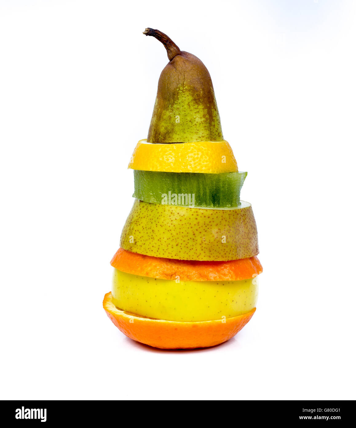 Various fruits grouped on a white background Stock Photo - Alamy