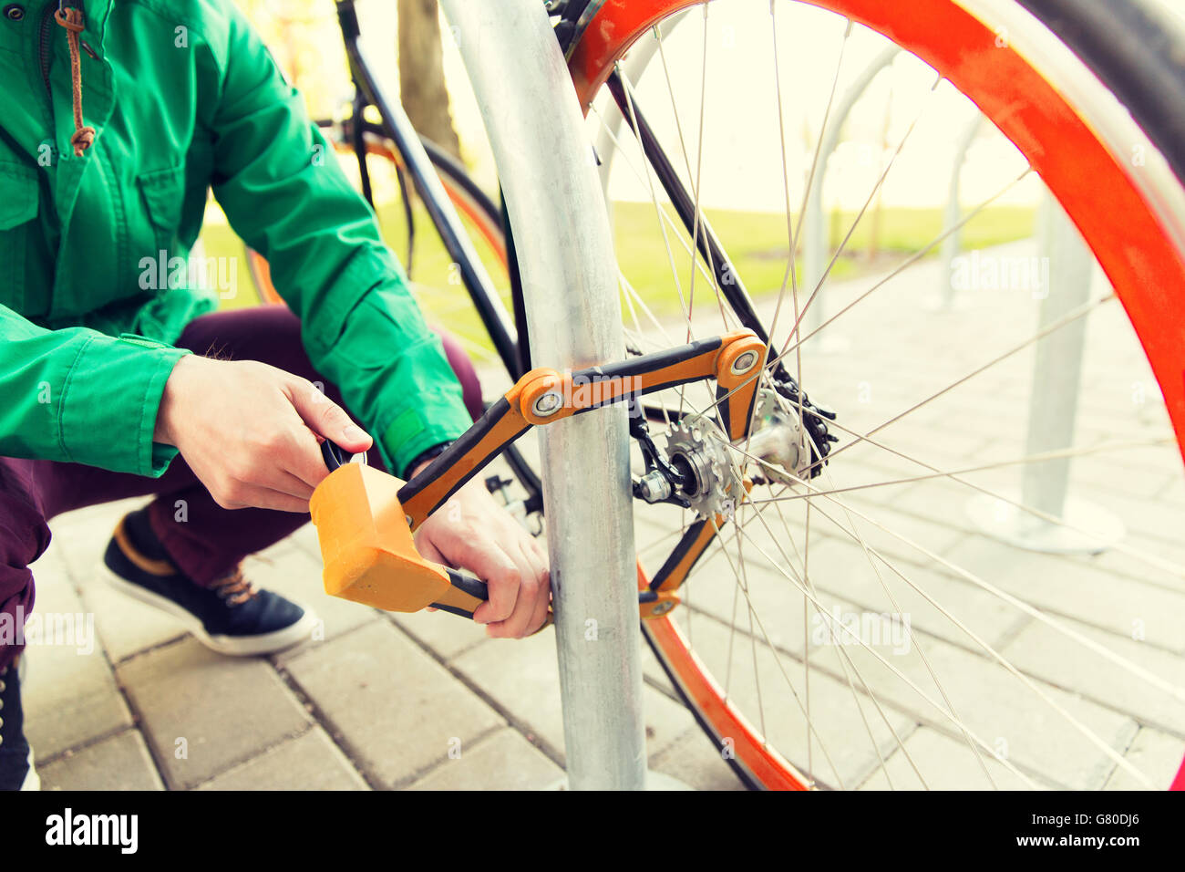 Security lock bicycle hi-res stock photography and images - Alamy