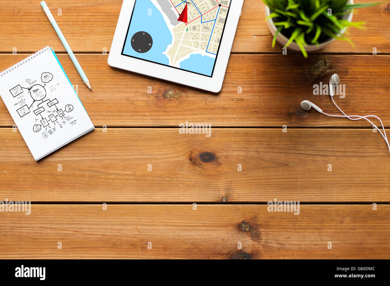 Office workplace tablet map hi-res stock photography and images - Alamy