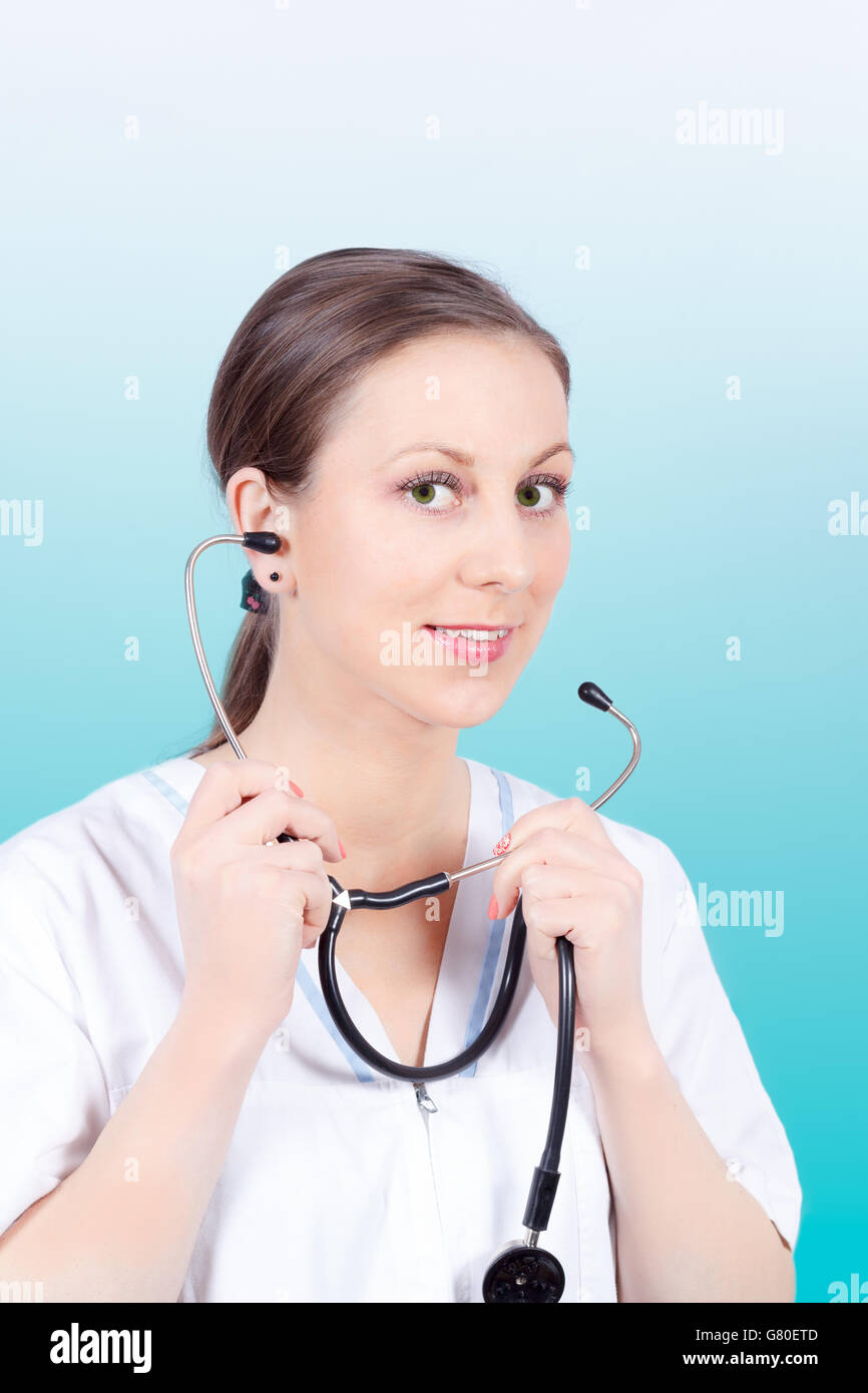 Close-up photo of female doctor holding stethoscope Stock Photo - Alamy