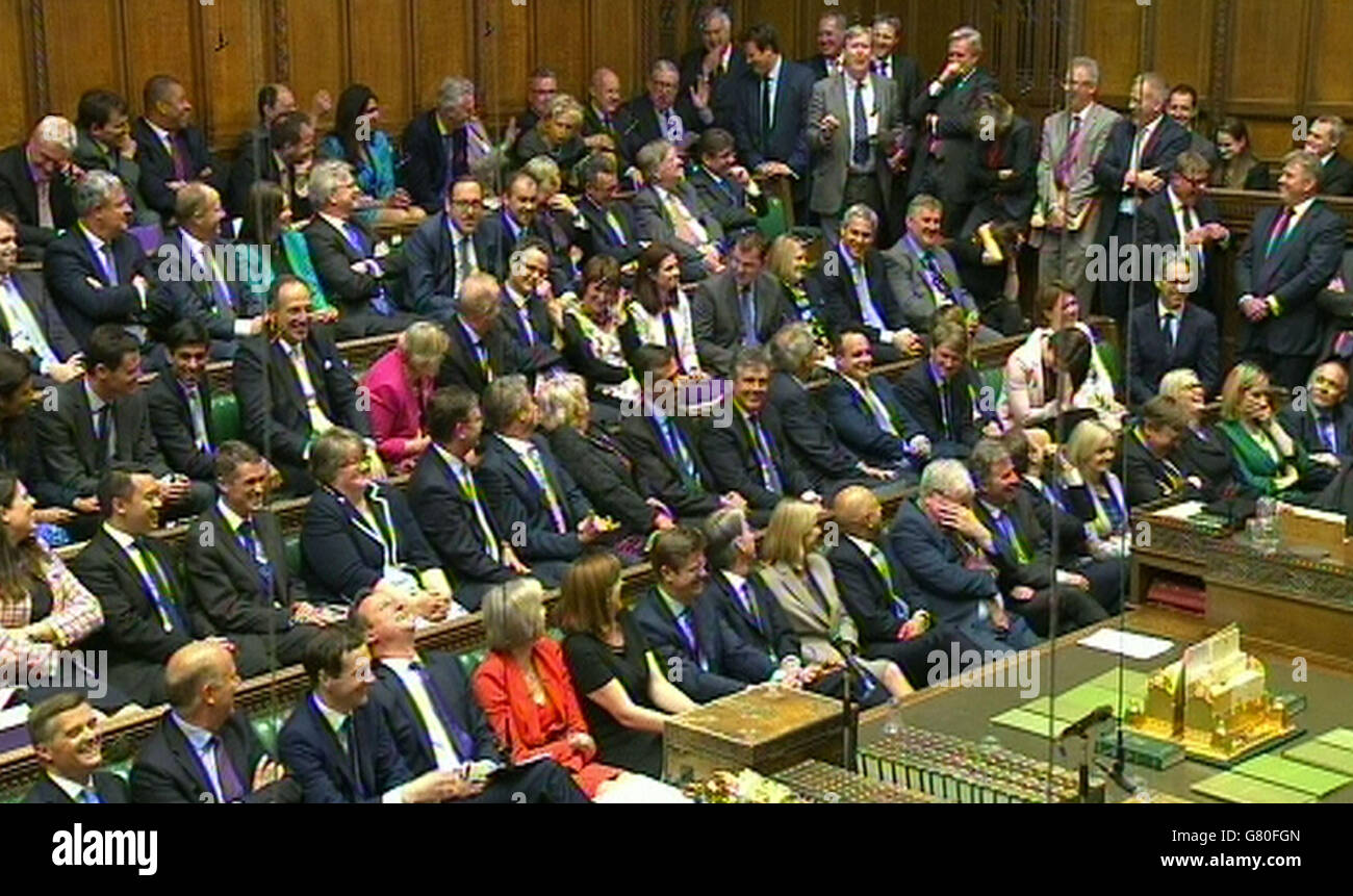MPs in the House of Commons in London during a debate on the Queen's ...