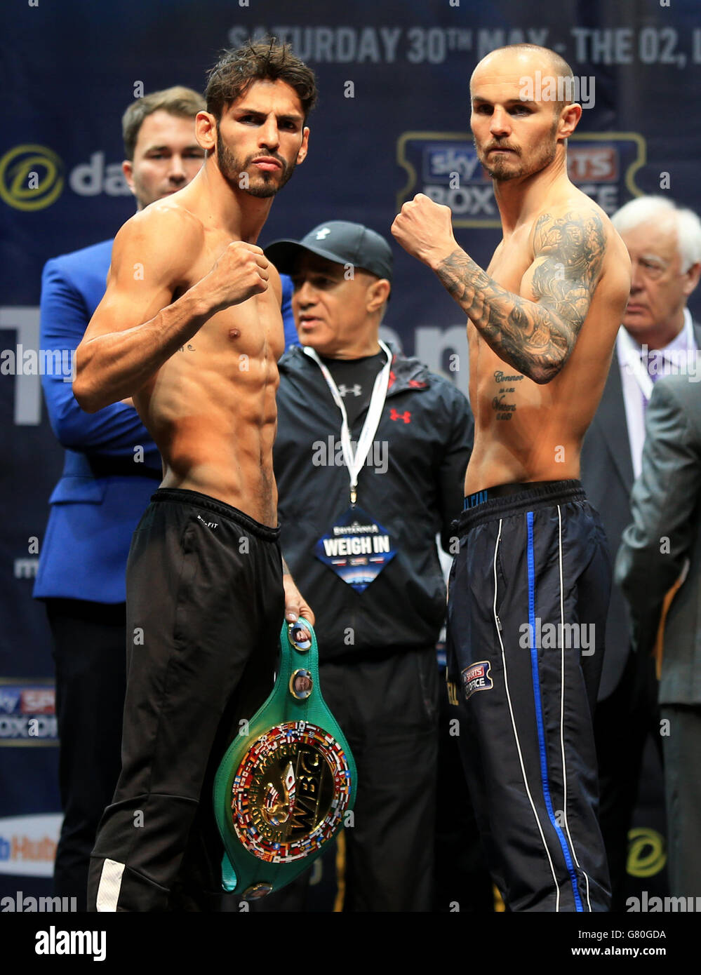 Kevin mitchell during his weigh in at the o2 arena hi-res stock ...
