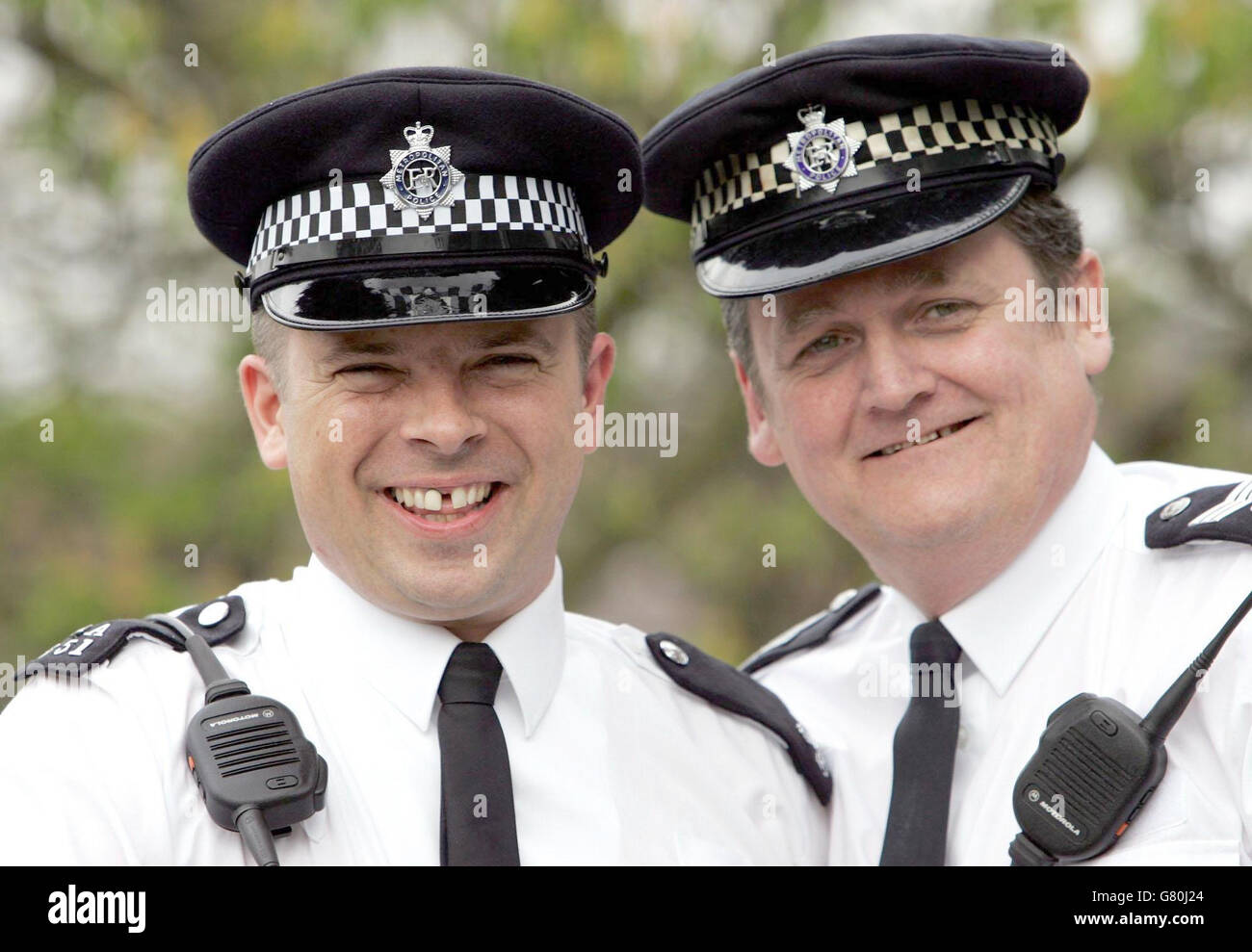 PC Mark Tabram, left, and Sergeant John Keane pose for the press. The ...
