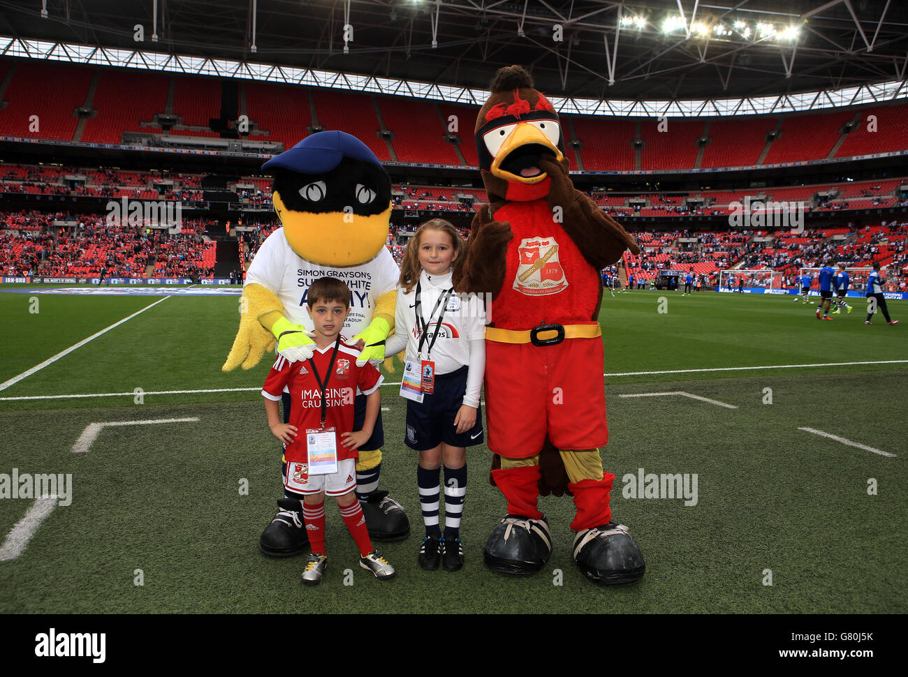 Preston North End club mascot Deepdale Duck and Swindon Town mascot ...
