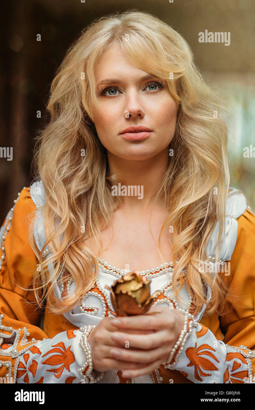 Woman in medieval dress Stock Photo - Alamy