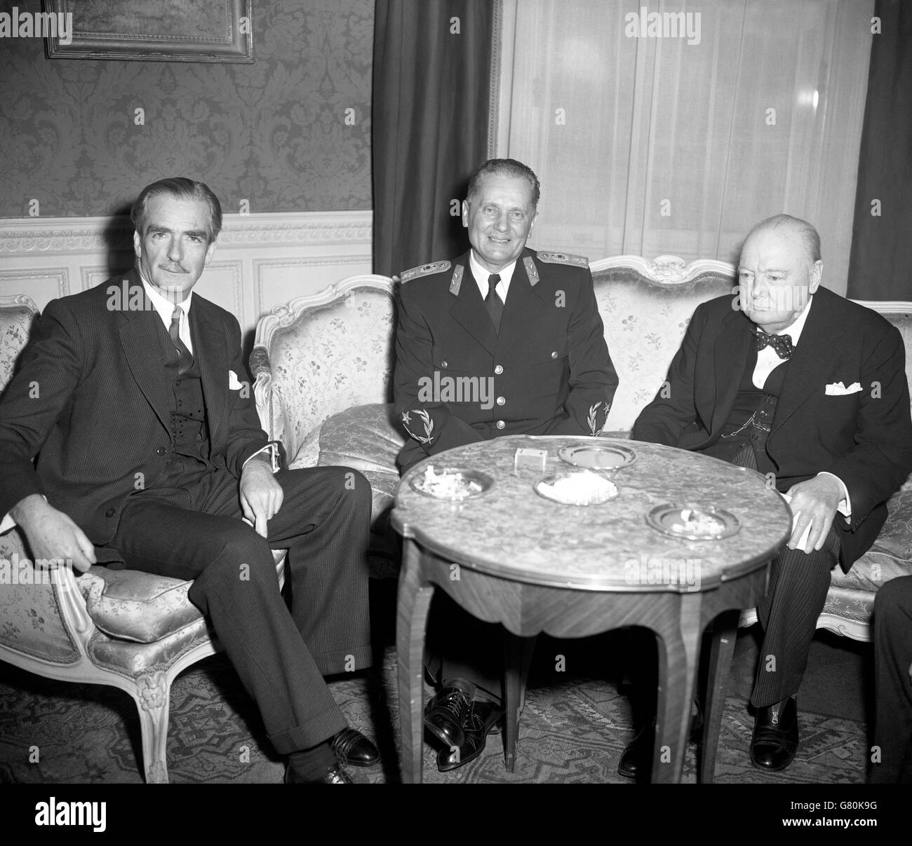 Marshal Josip Broz Tito (centre), head of the Yugoslav state, with ...