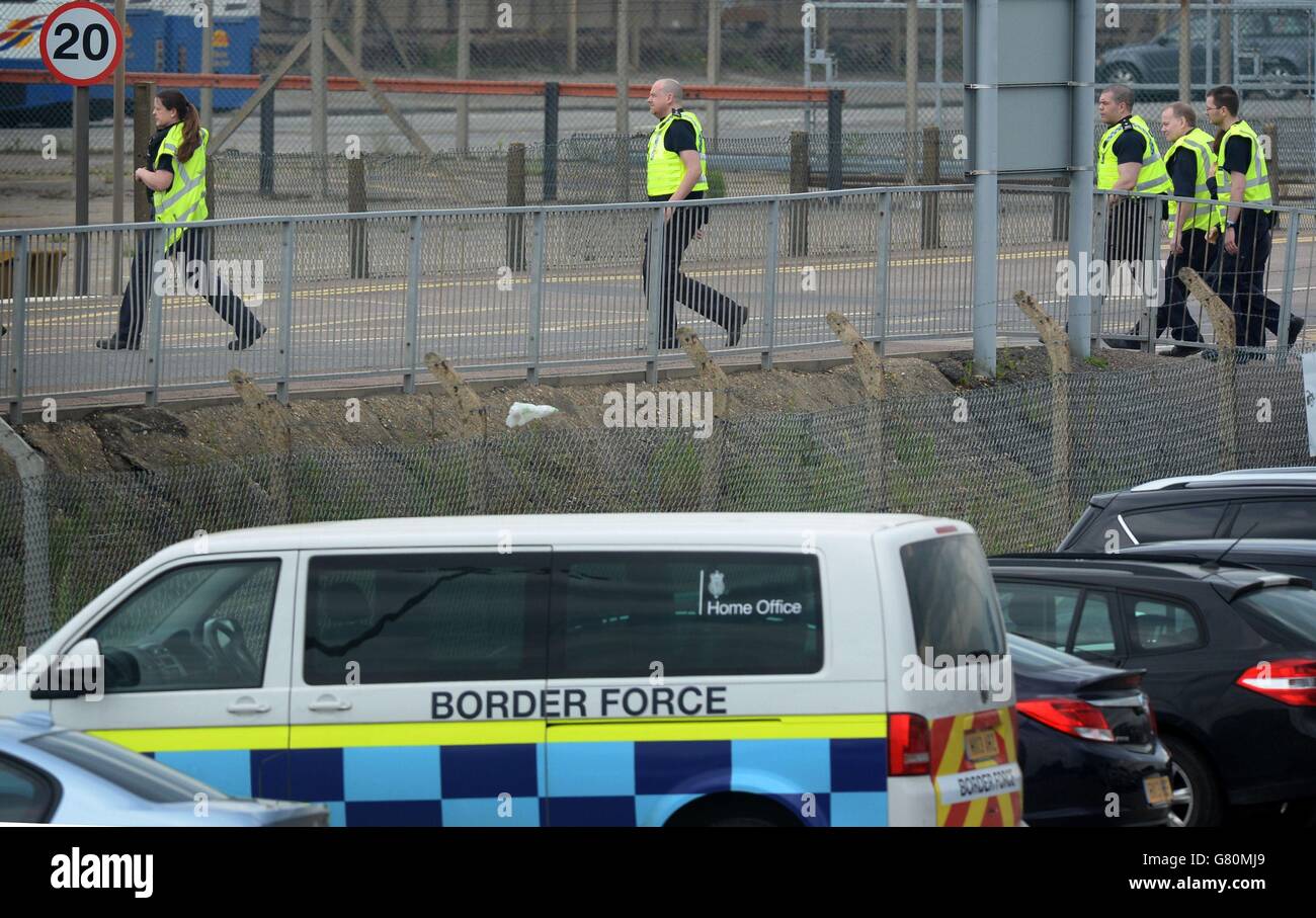 Border Force staff arrive at Harwich International port in Essex, as 68 ...