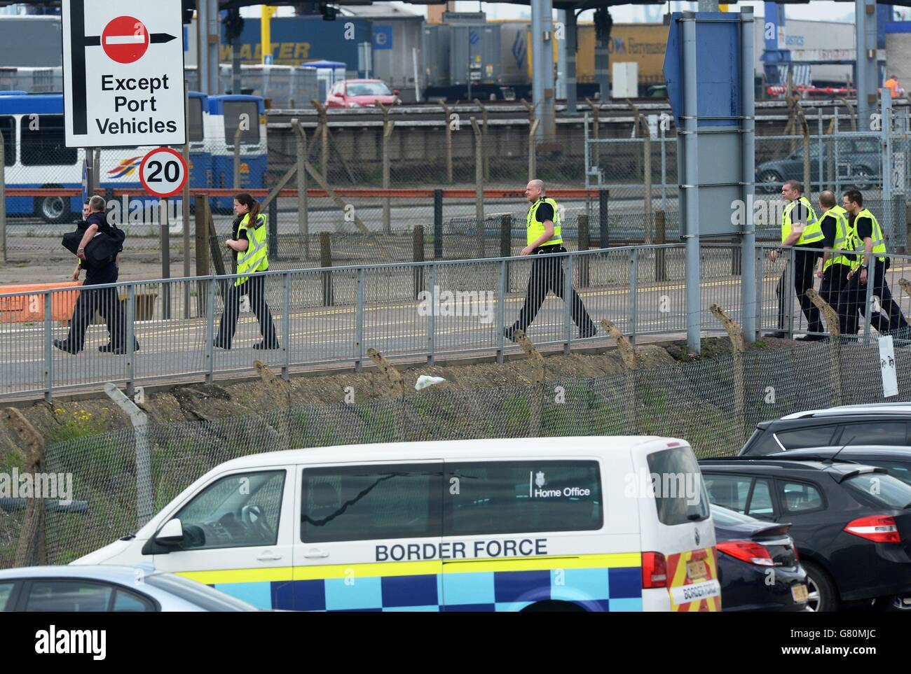 Border Force staff arrive at Harwich International port in Essex, as 68 ...