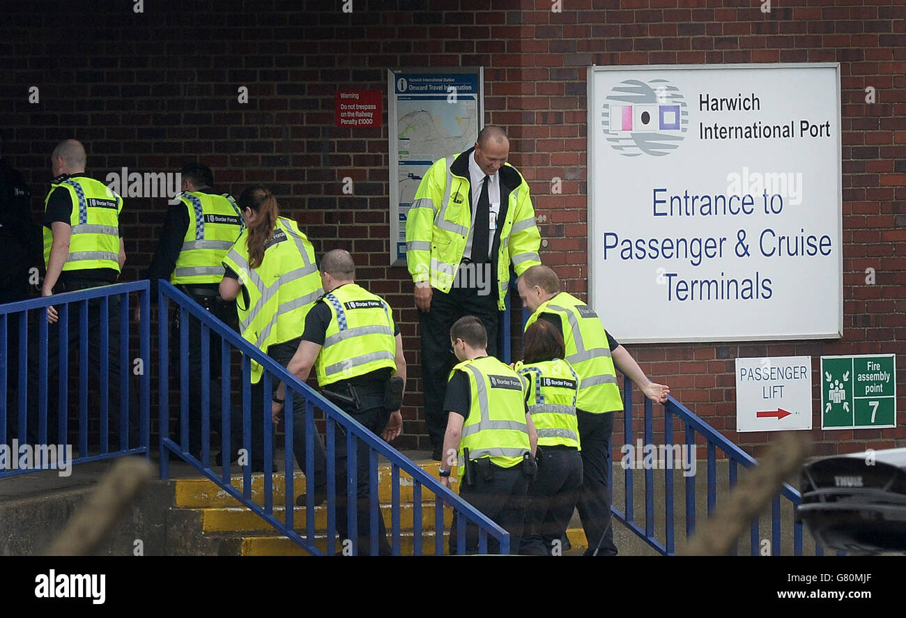 Border Force staff arrive at Harwich International port in Essex, as 68 ...