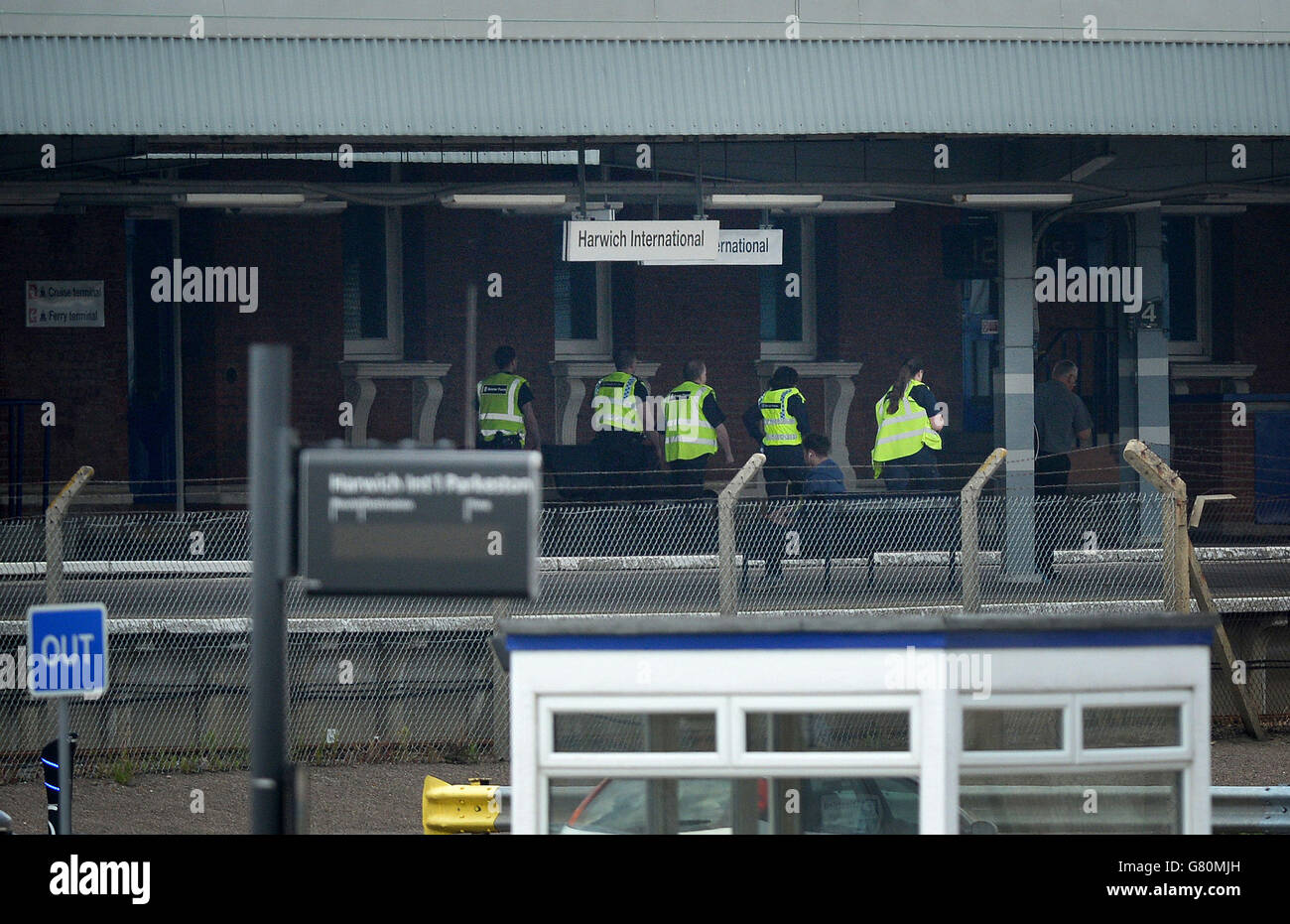 Border Force staff at Harwich International railway station in Essex ...